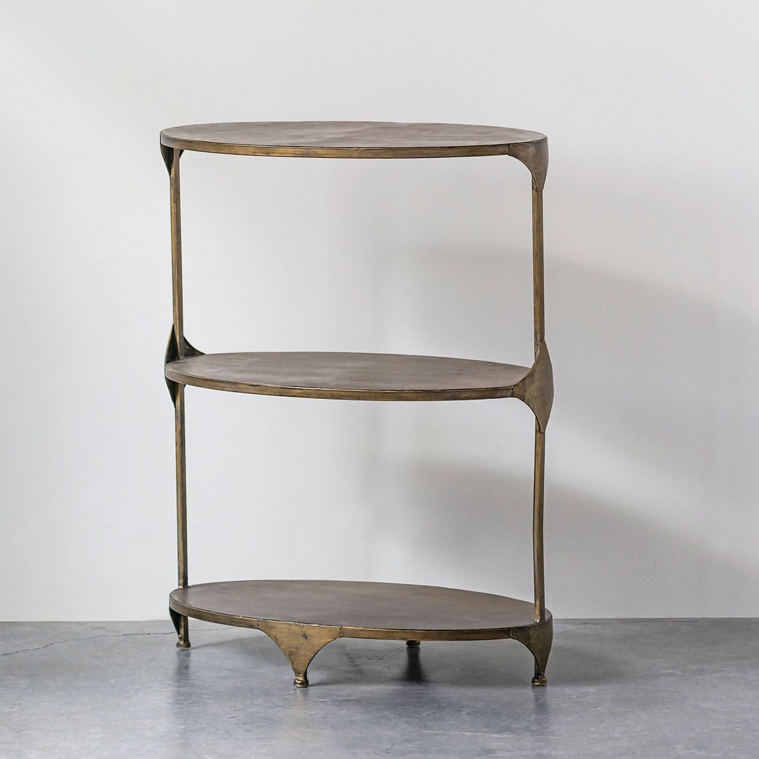 Oval Metal 3-tier Shelf with Antique Finish – Homebody